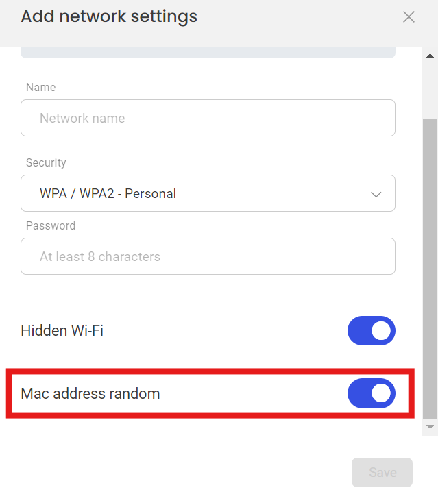 How do I disable Randomized MAC Address on my BenQ Boards